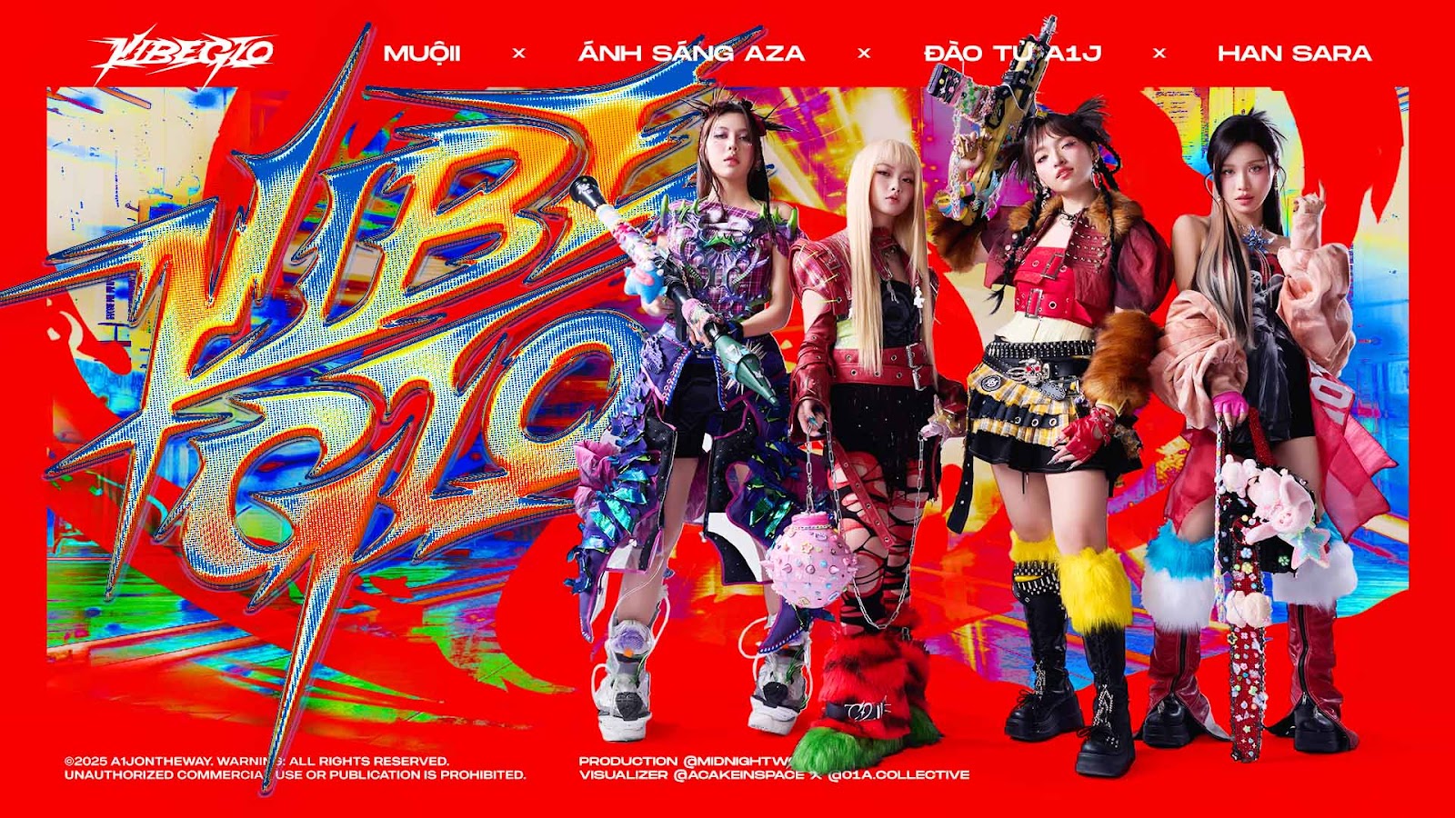Đào Tử A1J bắt tay Han Sara, Muộii, Ánh Sáng AZA ra mắt VIBEGLO: Ca ...